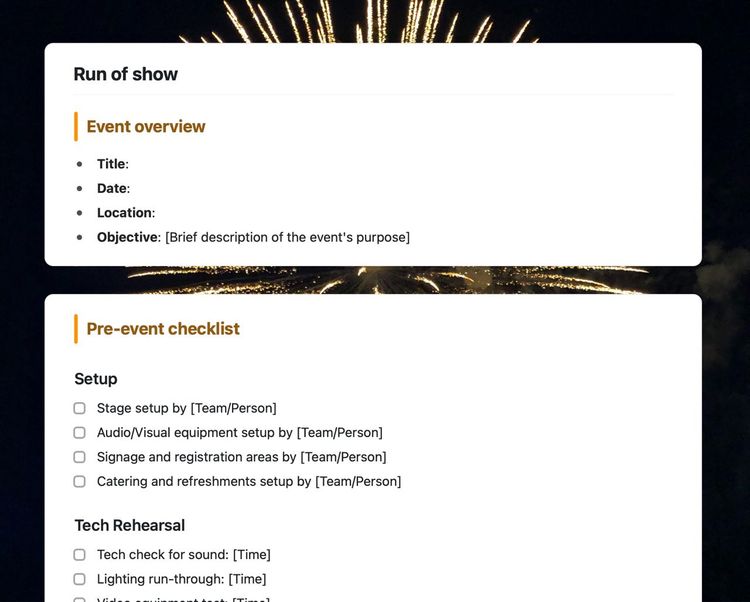 Run of show | Free Craft Template