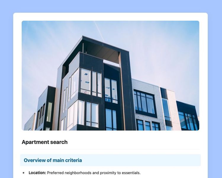 Apartment search | Free Craft Template