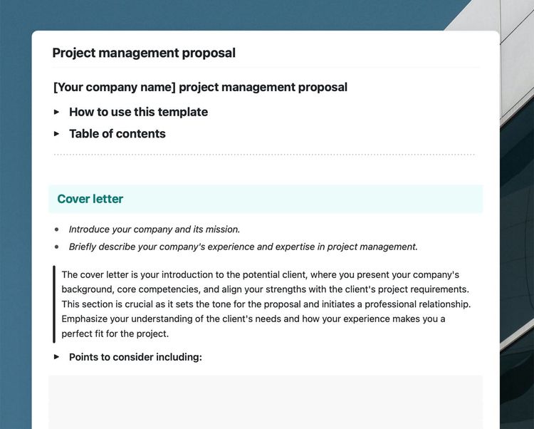 Project management proposal | Free Craft Template