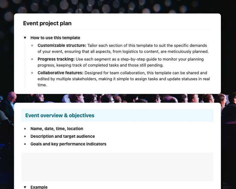 Event project plan | Free Craft Template