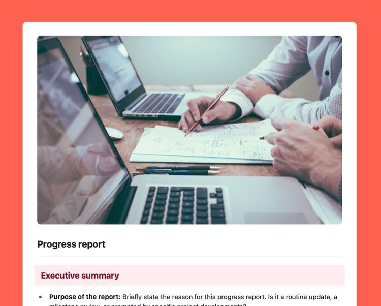 Progress report | Free Craft Template