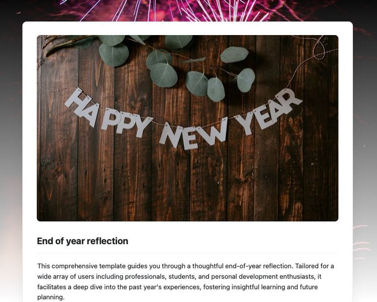 End-of-year reflection | Free Craft Template