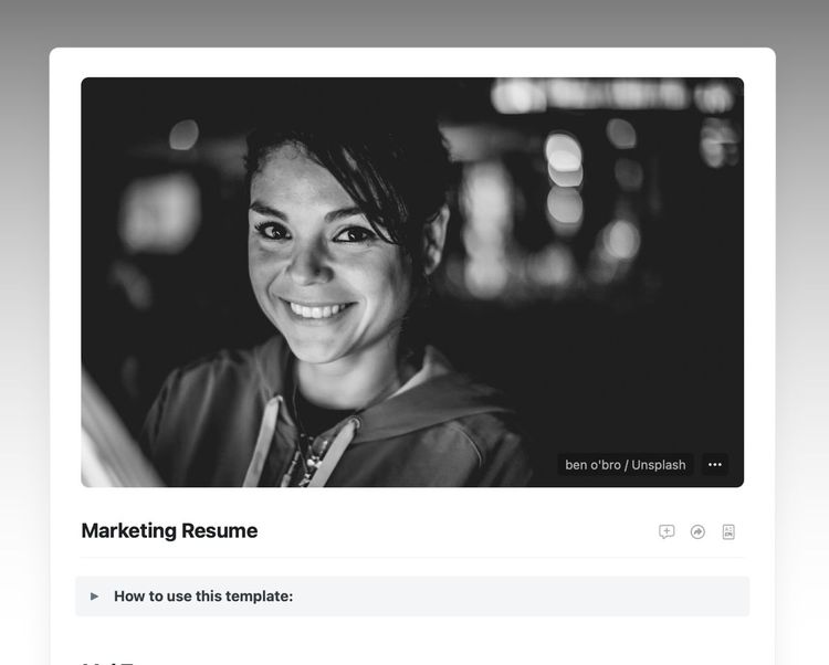 Marketing Resume | Free Craft Template