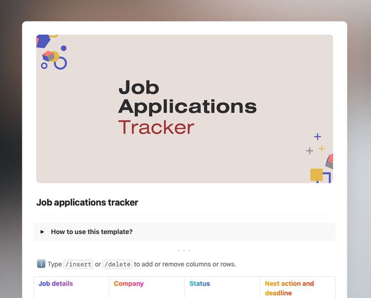 Job applications tracker | Free Craft Template