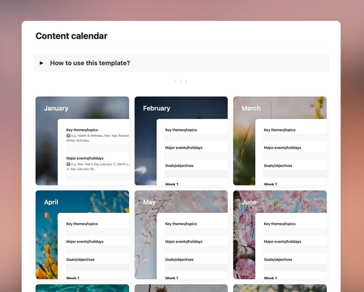 Content calendar | Free Craft Template