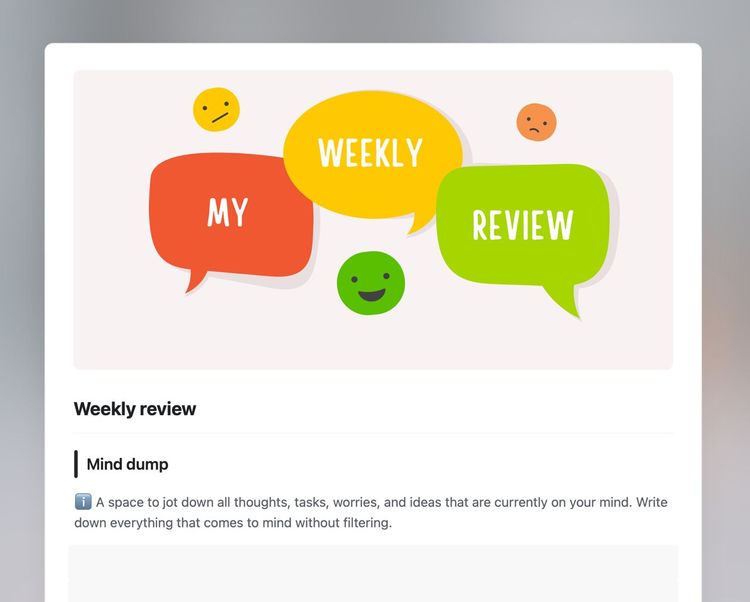 Weekly review | Free Craft Template