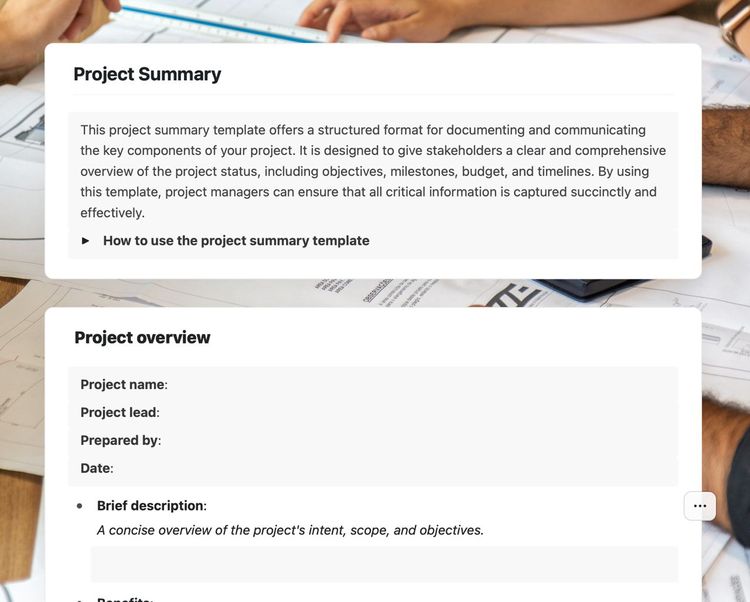Project summary | Free Craft Template