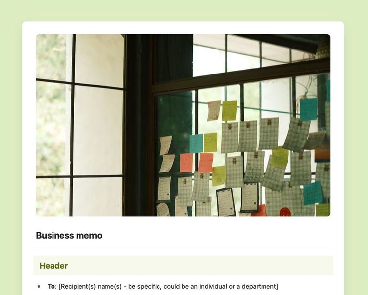 Business memo | Free Craft Template