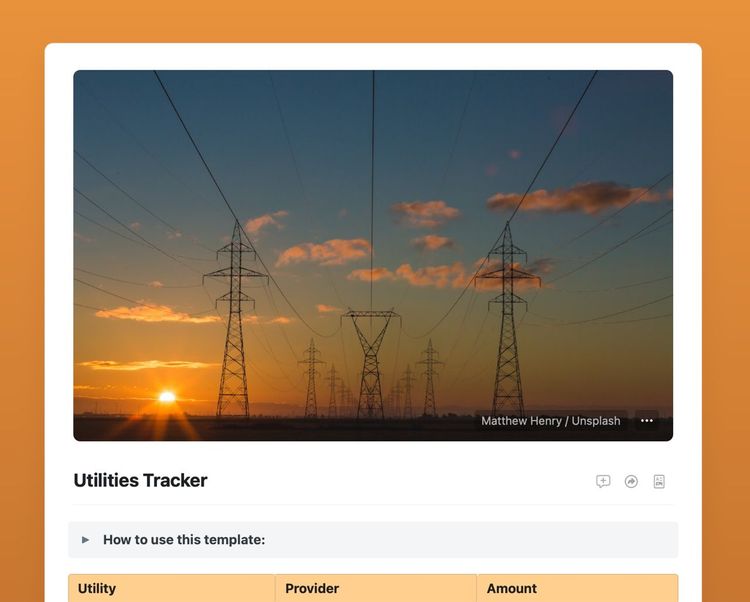 Utilities Tracker | Free Craft Template