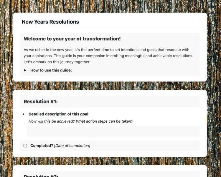 New Year's resolutions | Free Craft Template