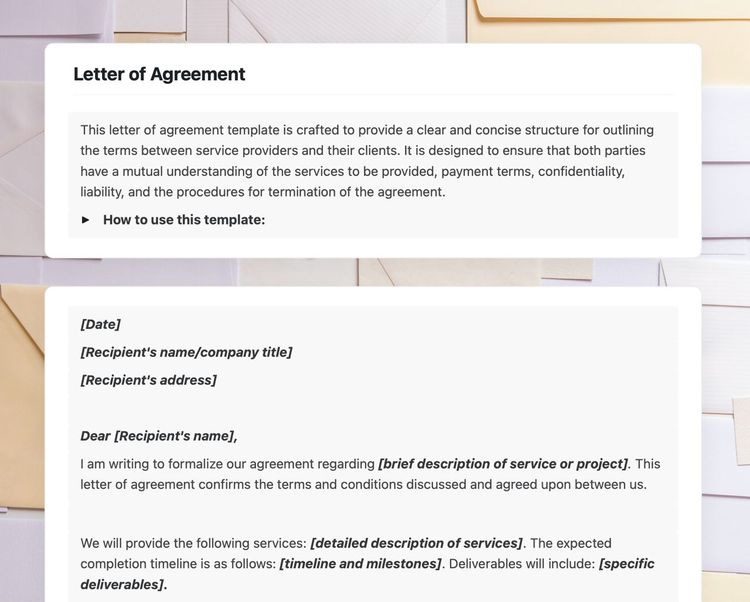 Letter Agreement Format