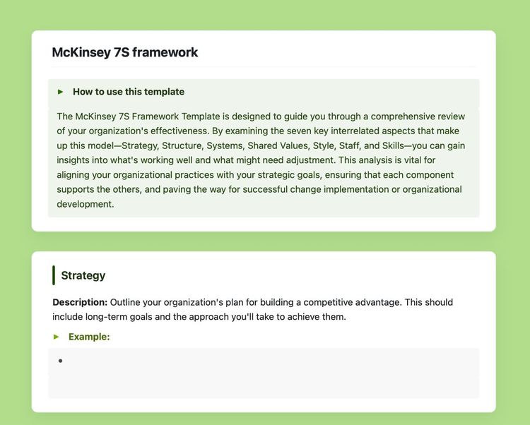 McKinsey 7S framework | Free Craft Template
