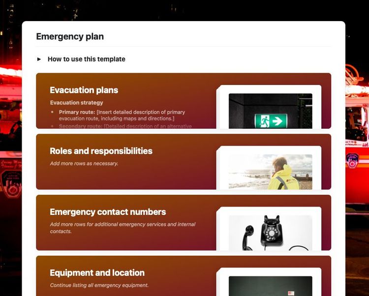 Emergency plan template | Free Craft Template