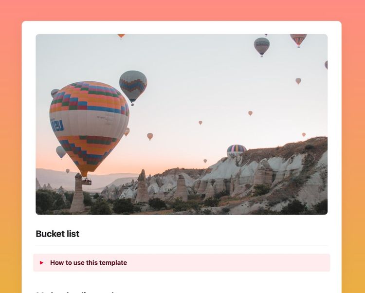 Bucket list | Free Craft Template