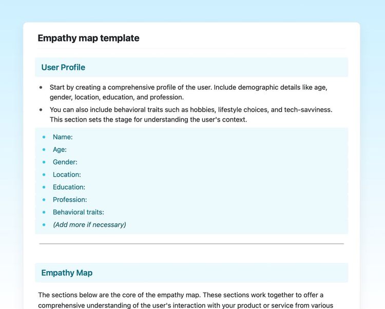 Empathy map | Free Craft Template