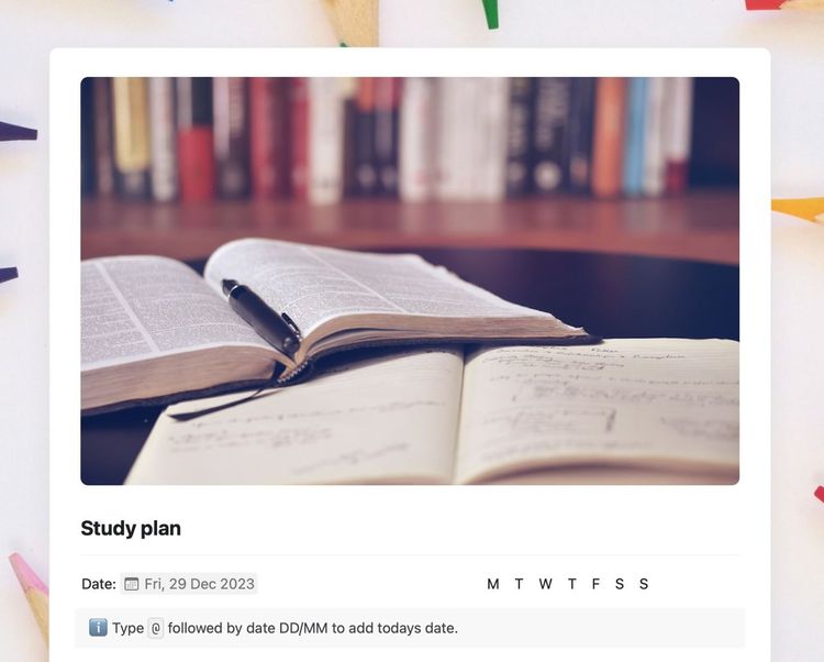 Study plan | Free Craft Template