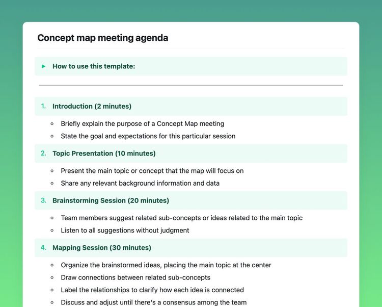 Concept map meeting agenda | Free Craft Template