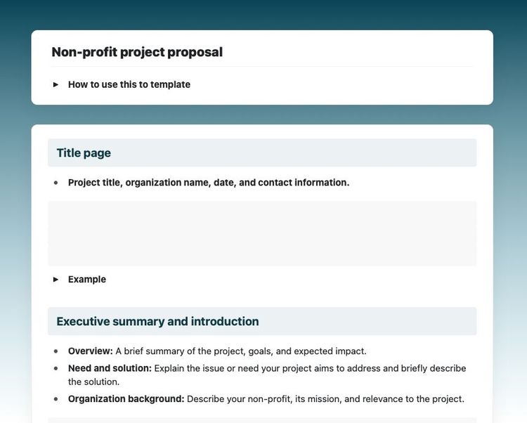 Non-profit project proposal | Free Craft Template