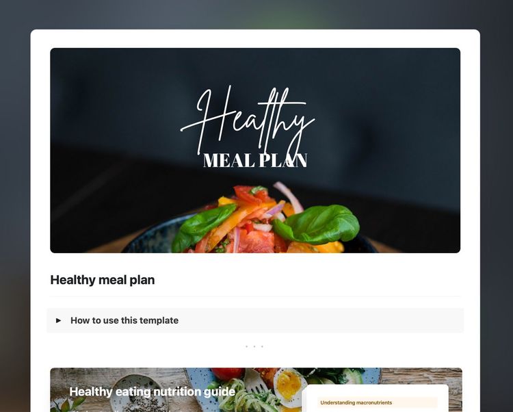 Healthy meal plan | Free Craft Template