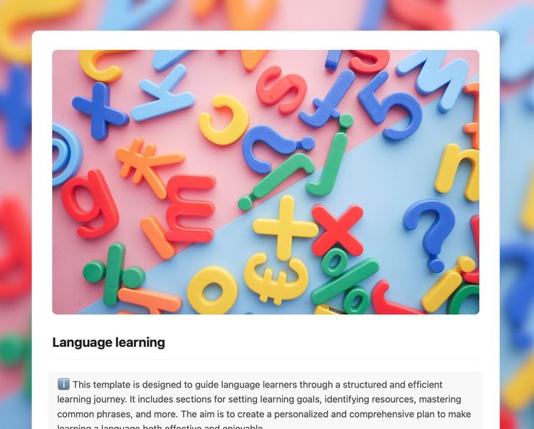 Language learning | Free Craft Template