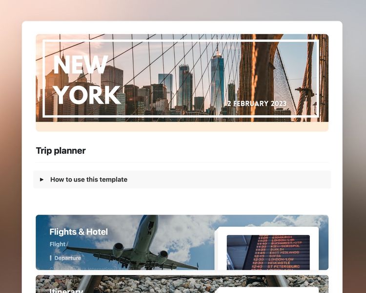 Trip planner | Free Craft Template