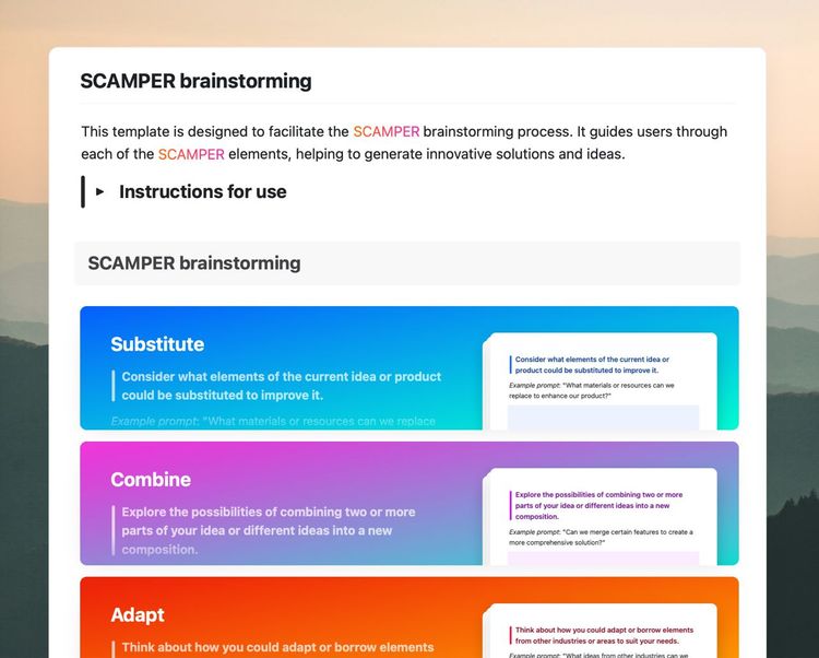 SCAMPER brainstorming | Free Craft Template