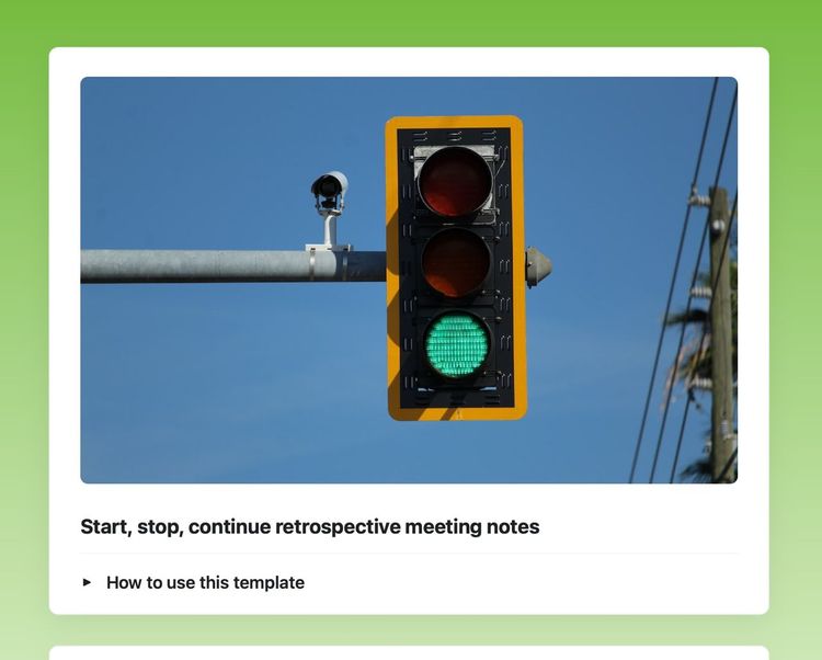 Start, stop, continue retrospective meeting notes | Free Craft Template