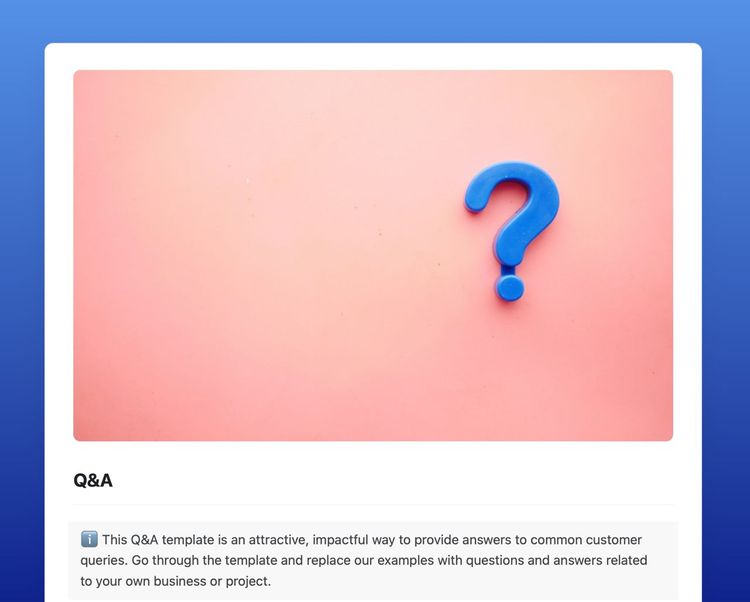 Q&A template | Free Craft Template