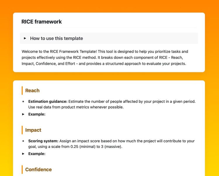 RICE framework | Free Craft Template