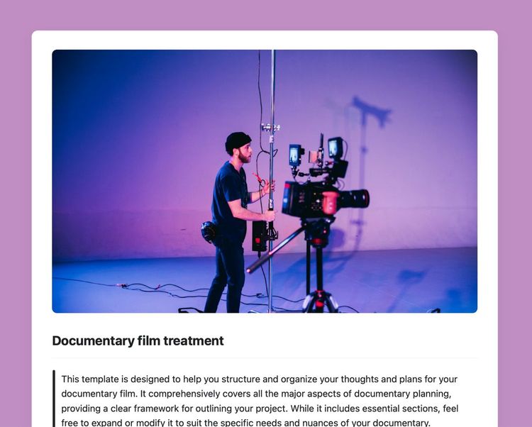 Documentary film treatment | Free Craft Template