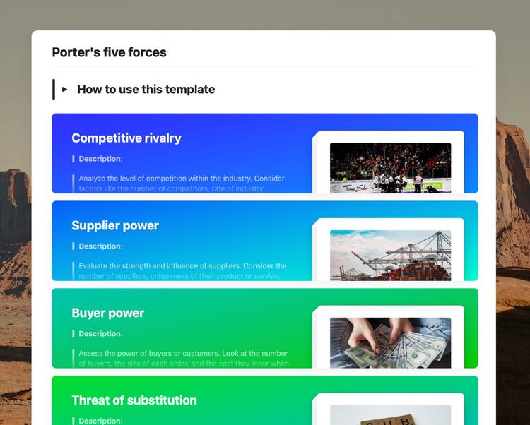 Porter's five forces | Free Craft Template