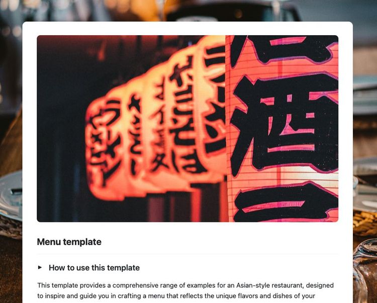 Menu | Free Craft Template