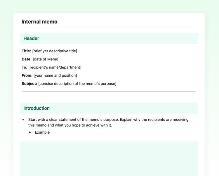 Internal memo | Free Craft Template