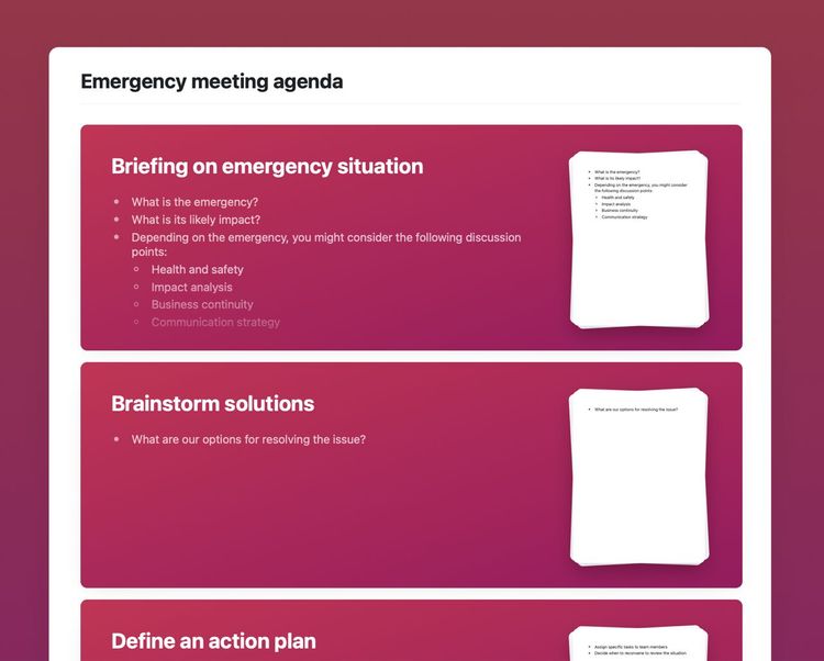 Emergency meeting agenda | Free Craft Template