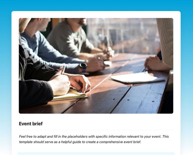 Event brief | Free Craft Template