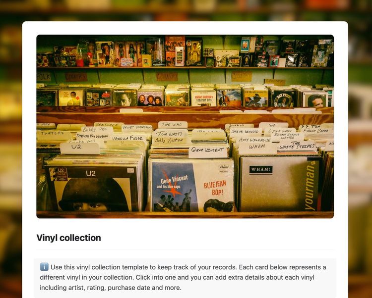 Vinyl collection | Free Craft Template