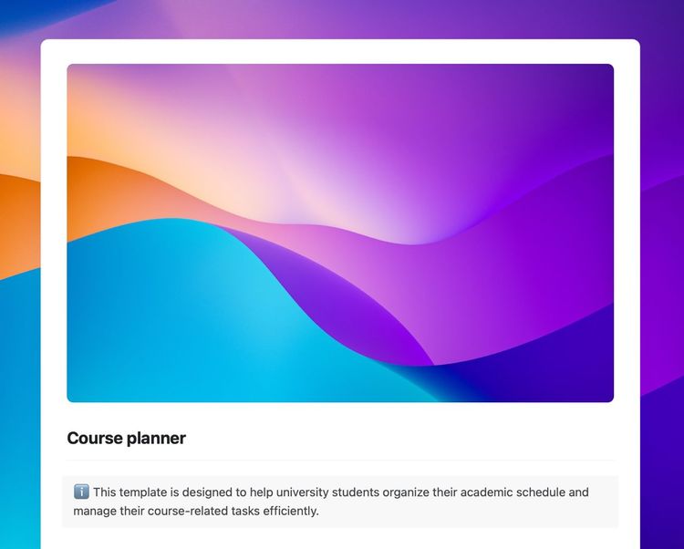 Course planner | Free Craft Template