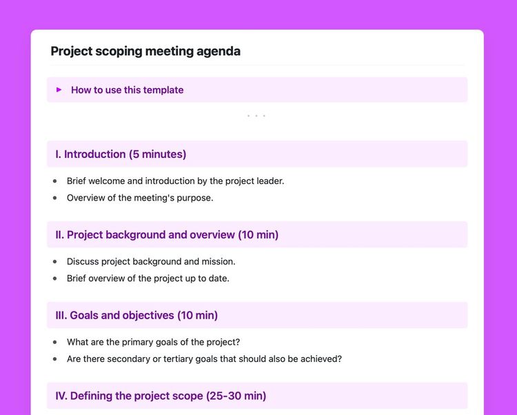 Project scoping meeting agenda | Free Craft Template