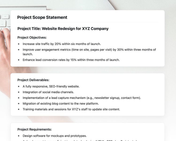 Project Scope Statement | Free Craft Template