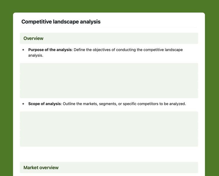 Competitive landscape analysis | Free Craft Template