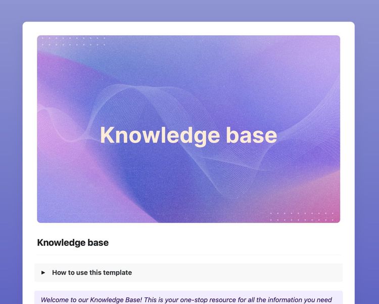 Knowledge base | Free Craft Template