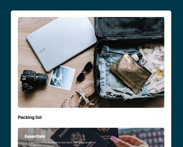 Packing list | Free Craft Template