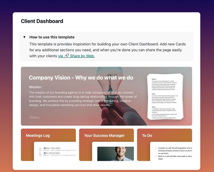 Agency Client Dashboard Template | Free Craft Templates