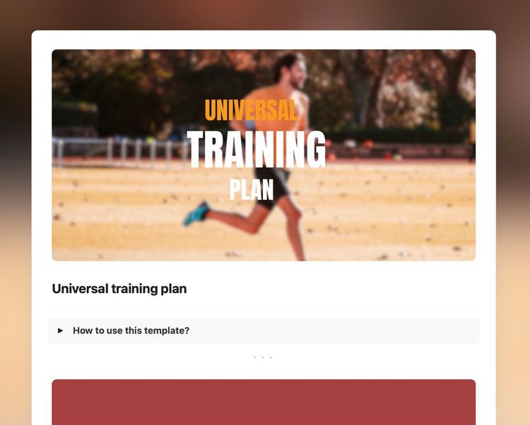 Universal training plan | Free Craft Template