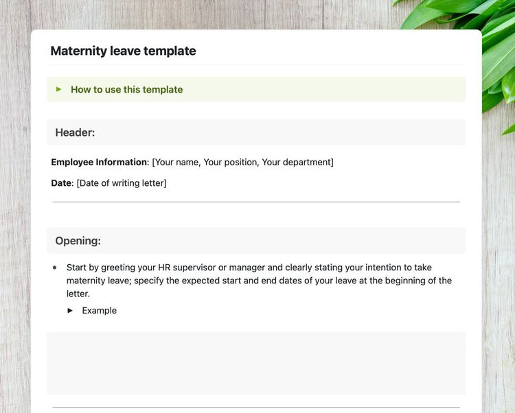 Maternity leave | Free Craft Template