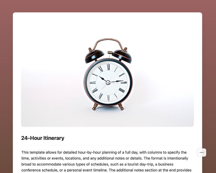 24-Hour itinerary | Free Craft Template