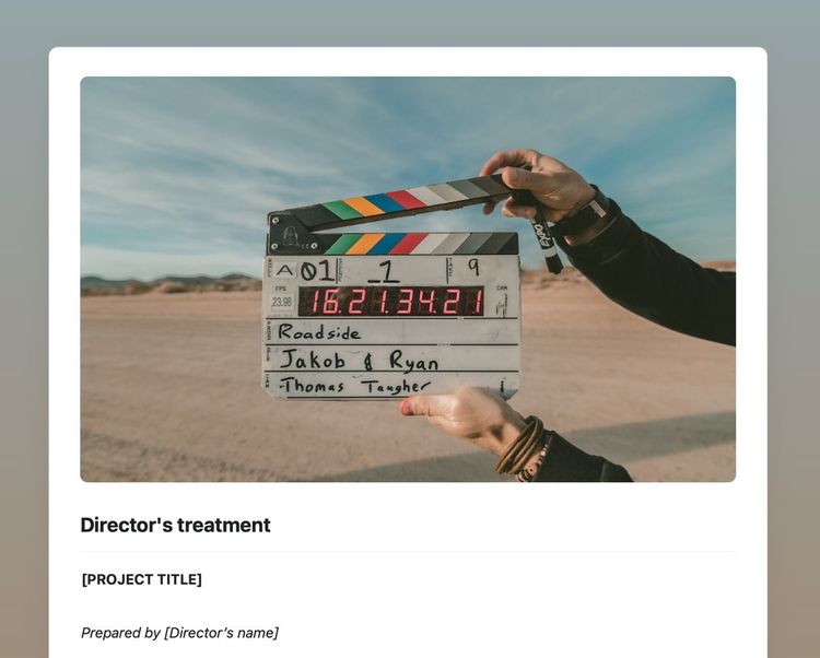 Director's treatment | Free Craft Template