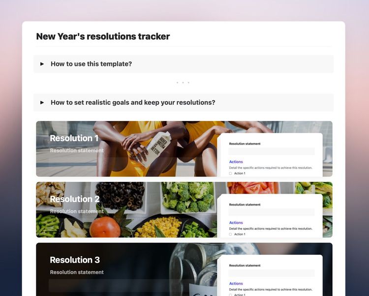 New Year's resolutions tracker | Free Craft Template