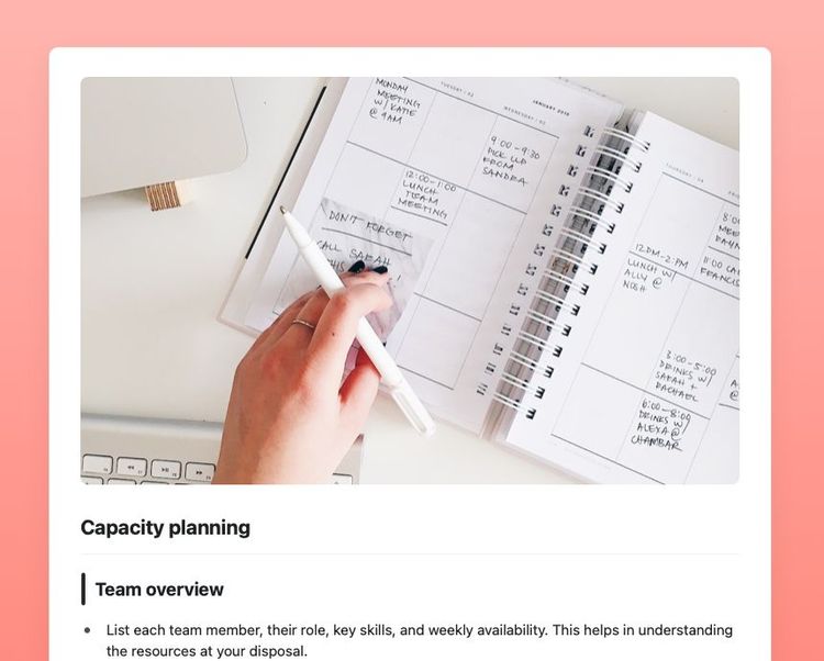 Capacity planning | Free Craft Template