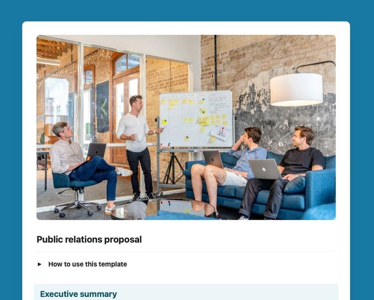 Public relations proposal | Free Craft Template